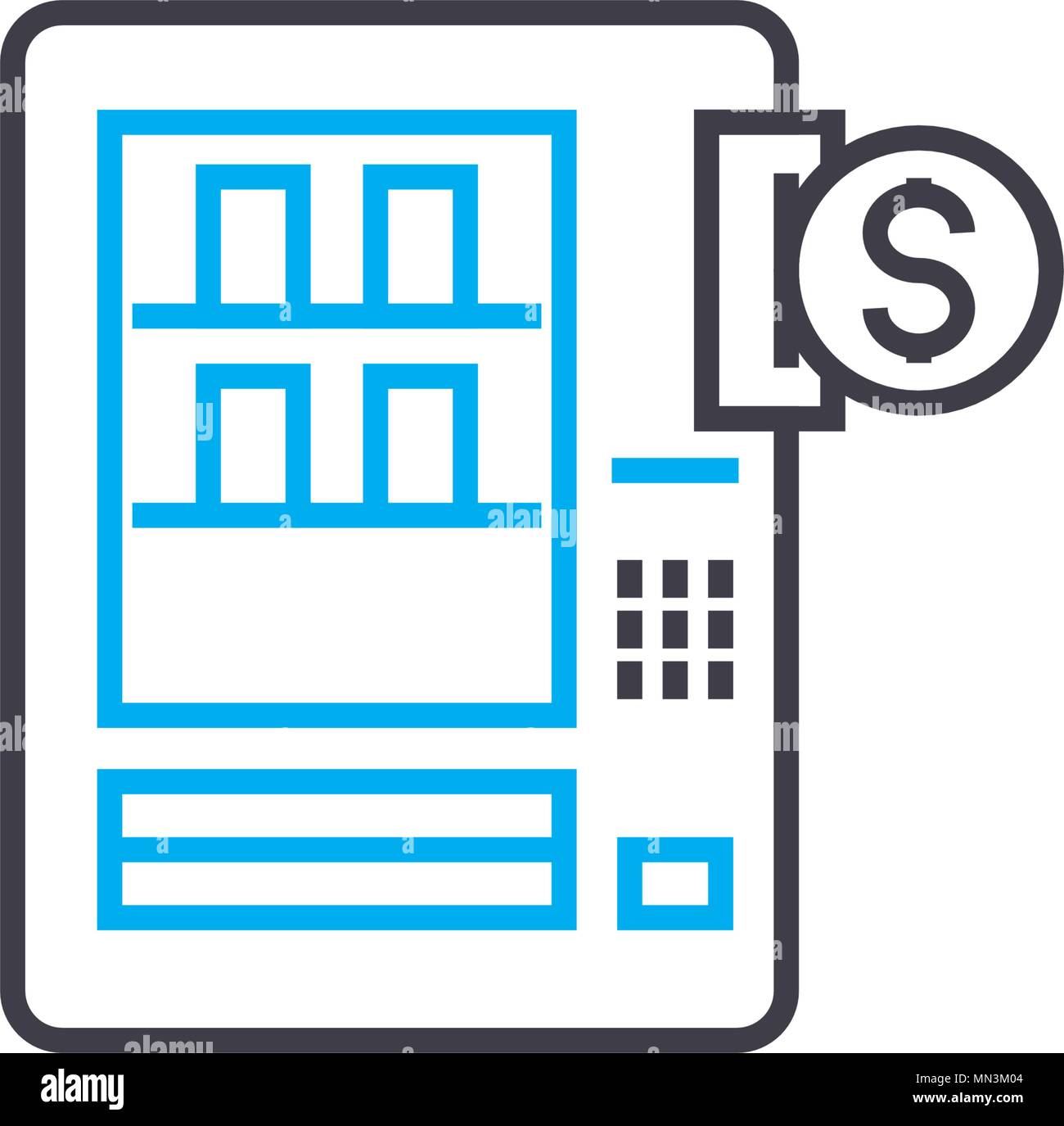 Vending machine vector thin line stroke icon. Vending machine outline ...