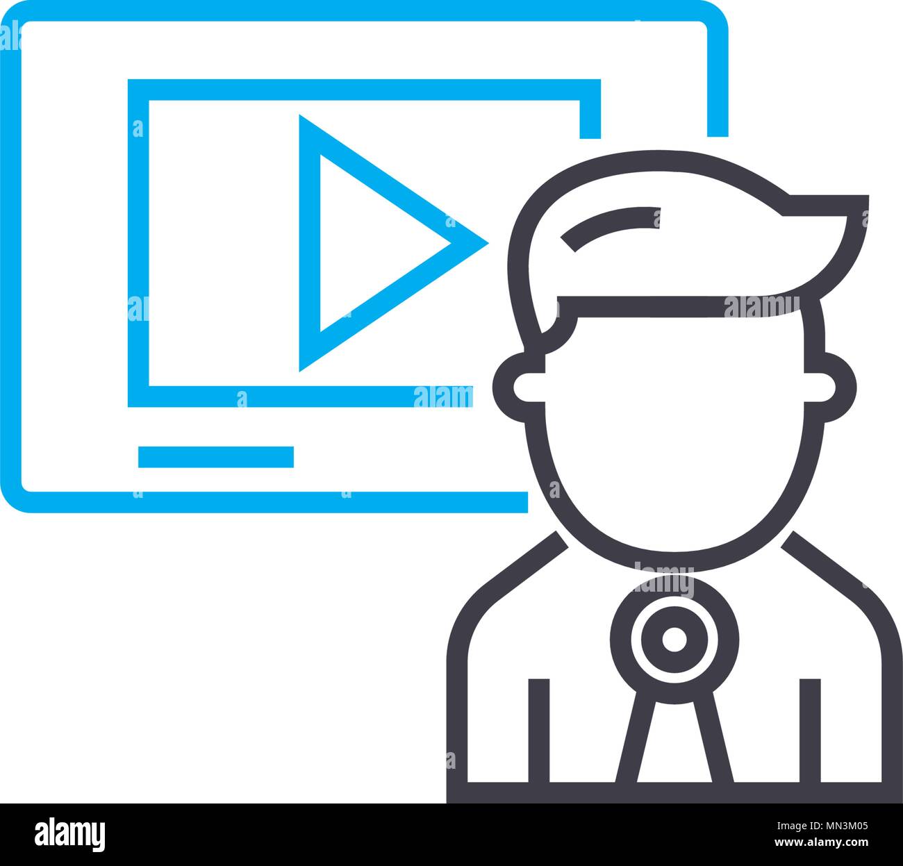 Video presentation vector thin line stroke icon. Video presentation ...