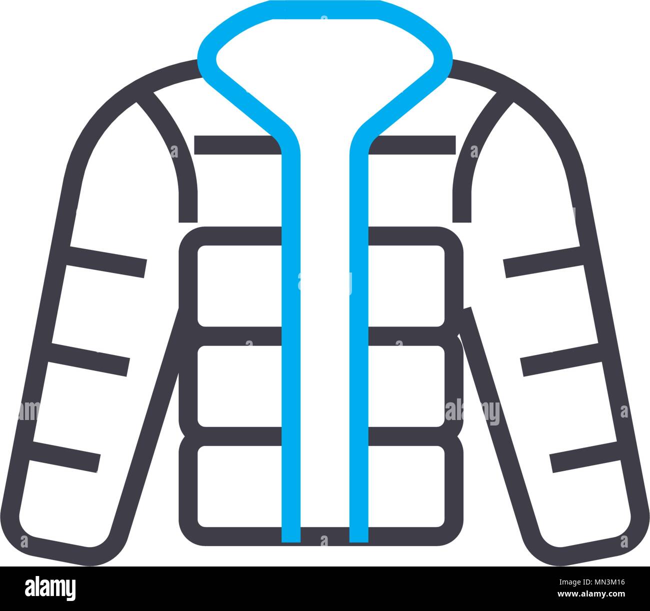 Waterproof jacket vector thin line stroke icon. Waterproof jacket ...