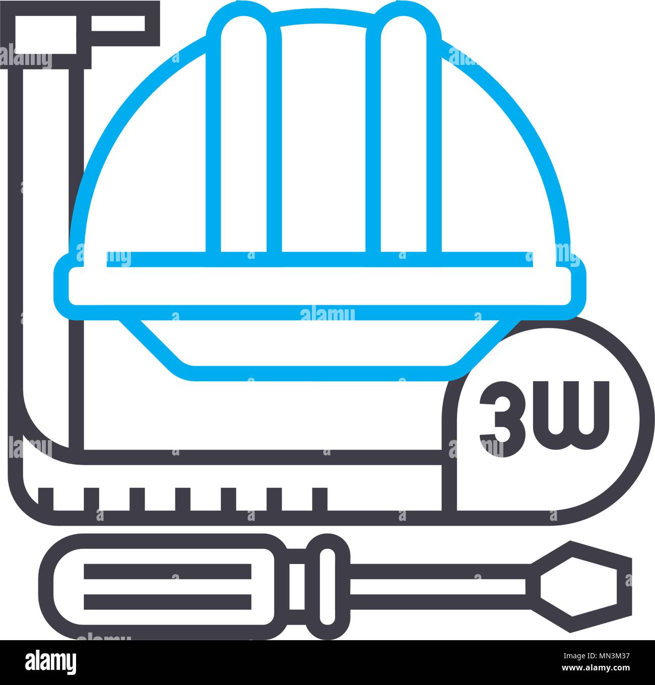 Work tools vector thin line stroke icon. Work tools outline ...