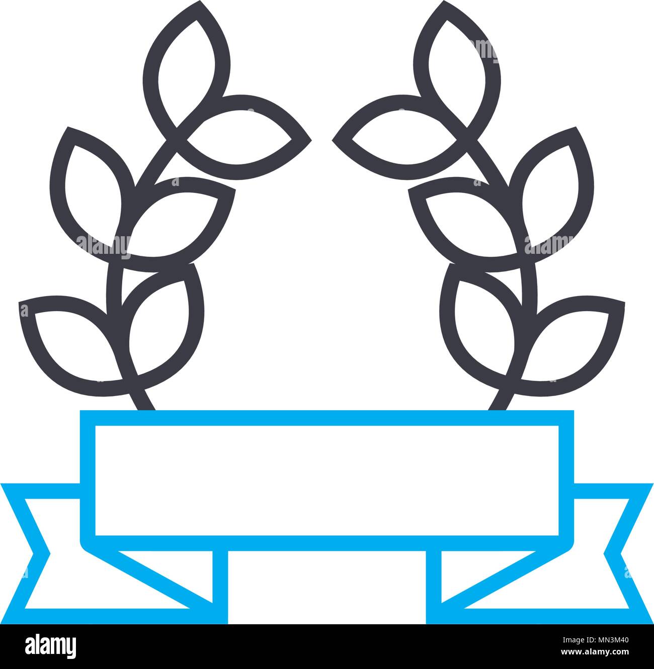 Wreath with ribbon vector thin line stroke icon. Wreath with ribbon ...