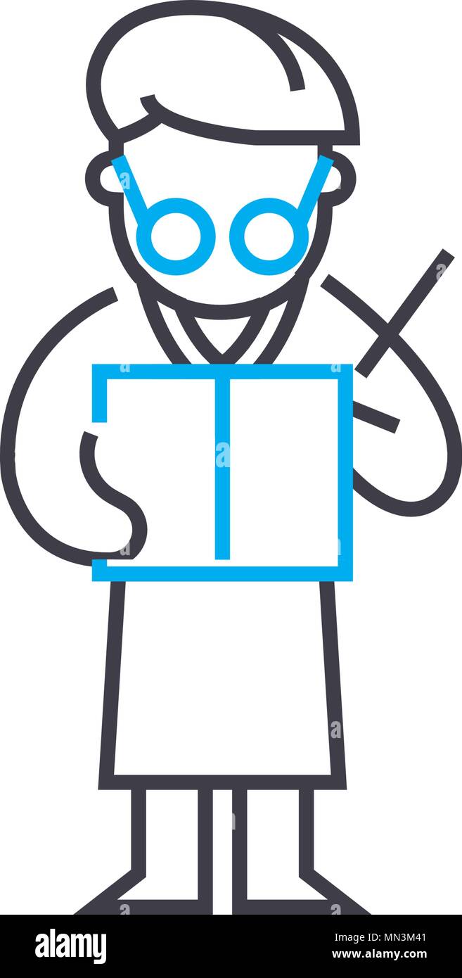 Writing a report vector thin line stroke icon. Writing a report outline ...