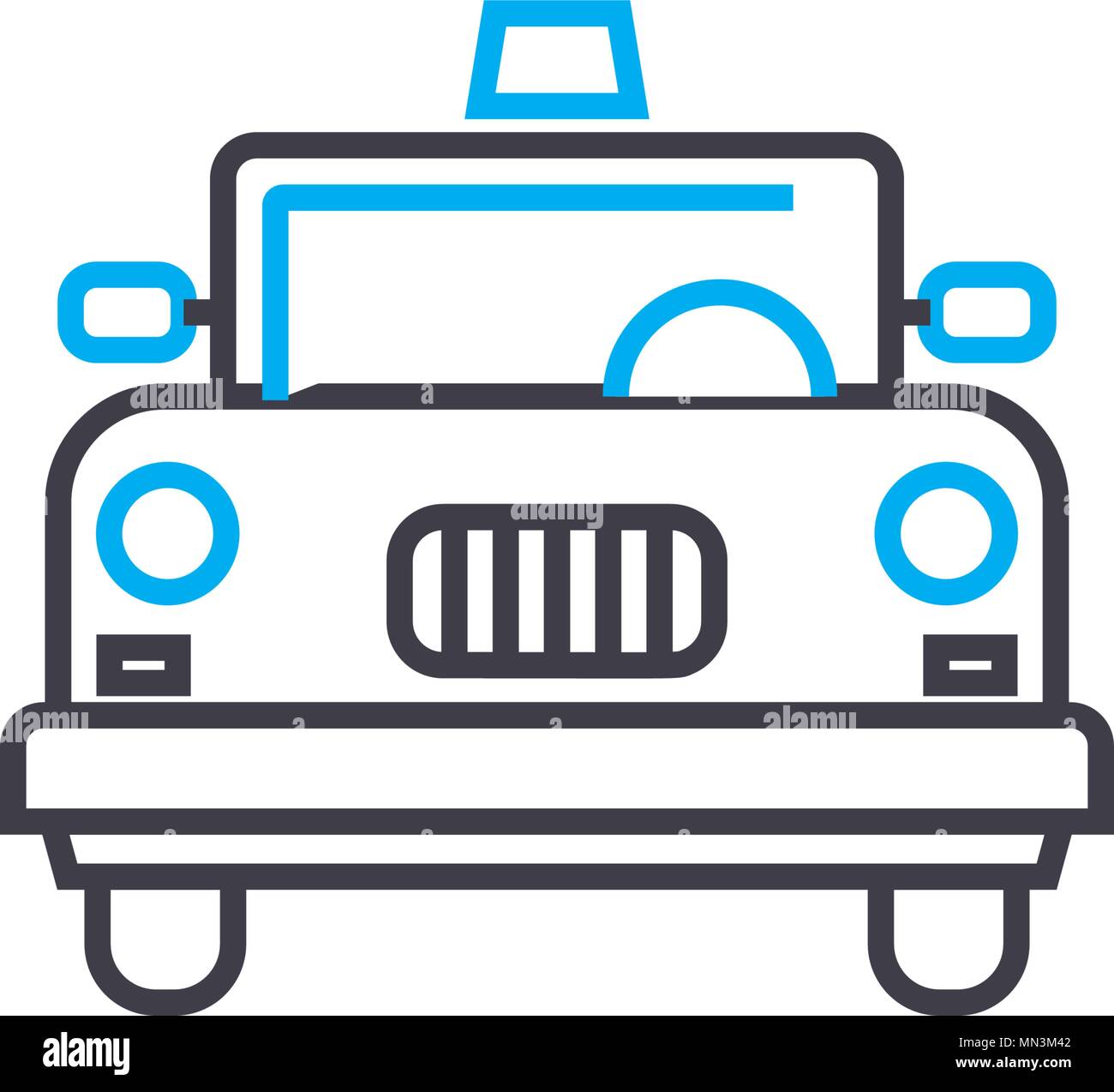 Yellow cab vector thin line stroke icon. Yellow cab outline ...