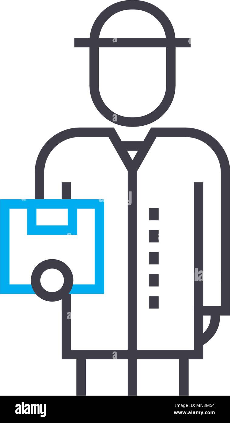 Parcel receiver vector thin line stroke icon. Parcel receiver outline ...