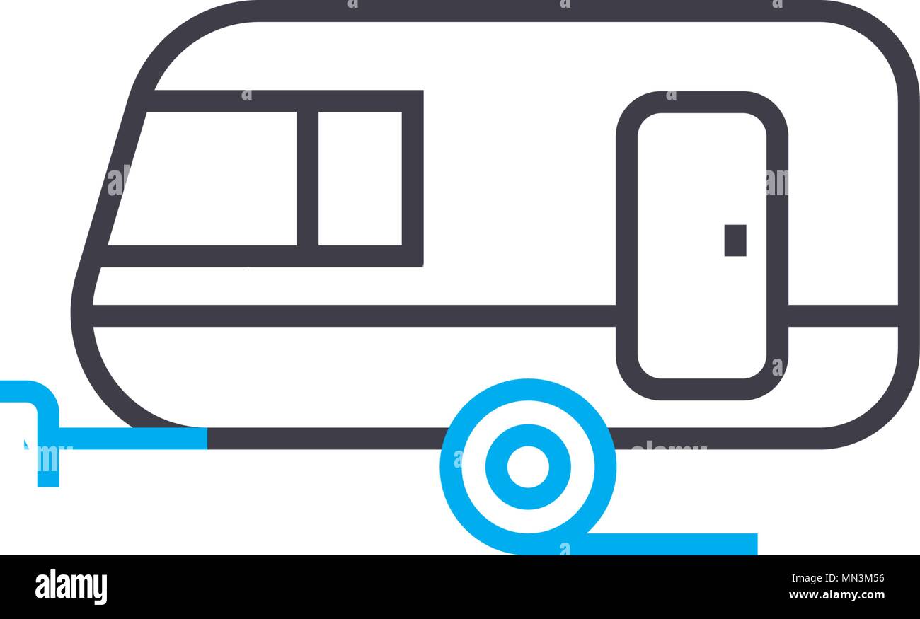 Passenger trailer vector thin line stroke icon. Passenger trailer ... Passenger trailer vector thin line stroke icon. Passenger trailer ...