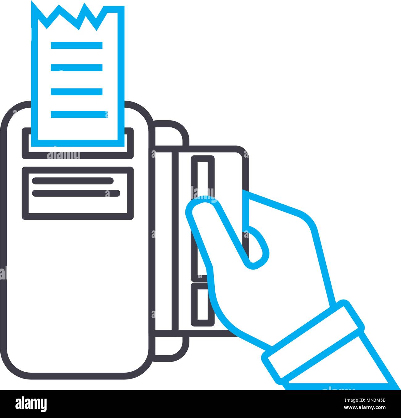 Payment by POS terminal vector thin line stroke icon. Payment by POS ...