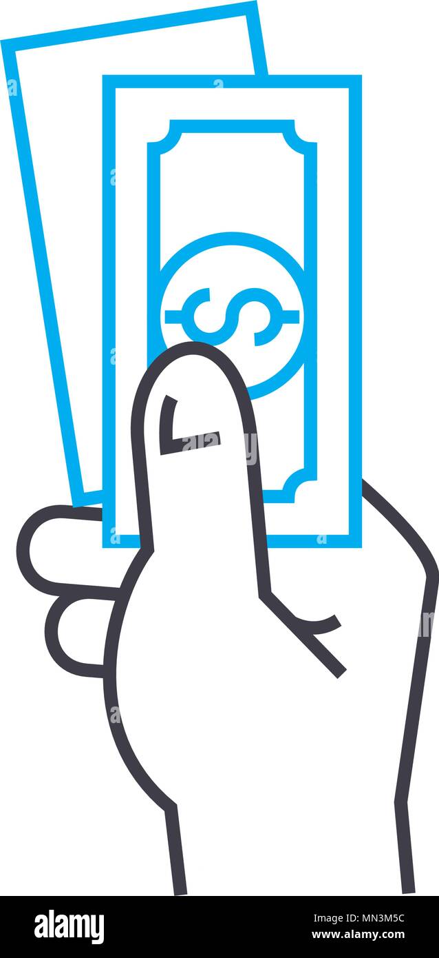 Payment in cash vector thin line stroke icon. Payment in cash outline ...