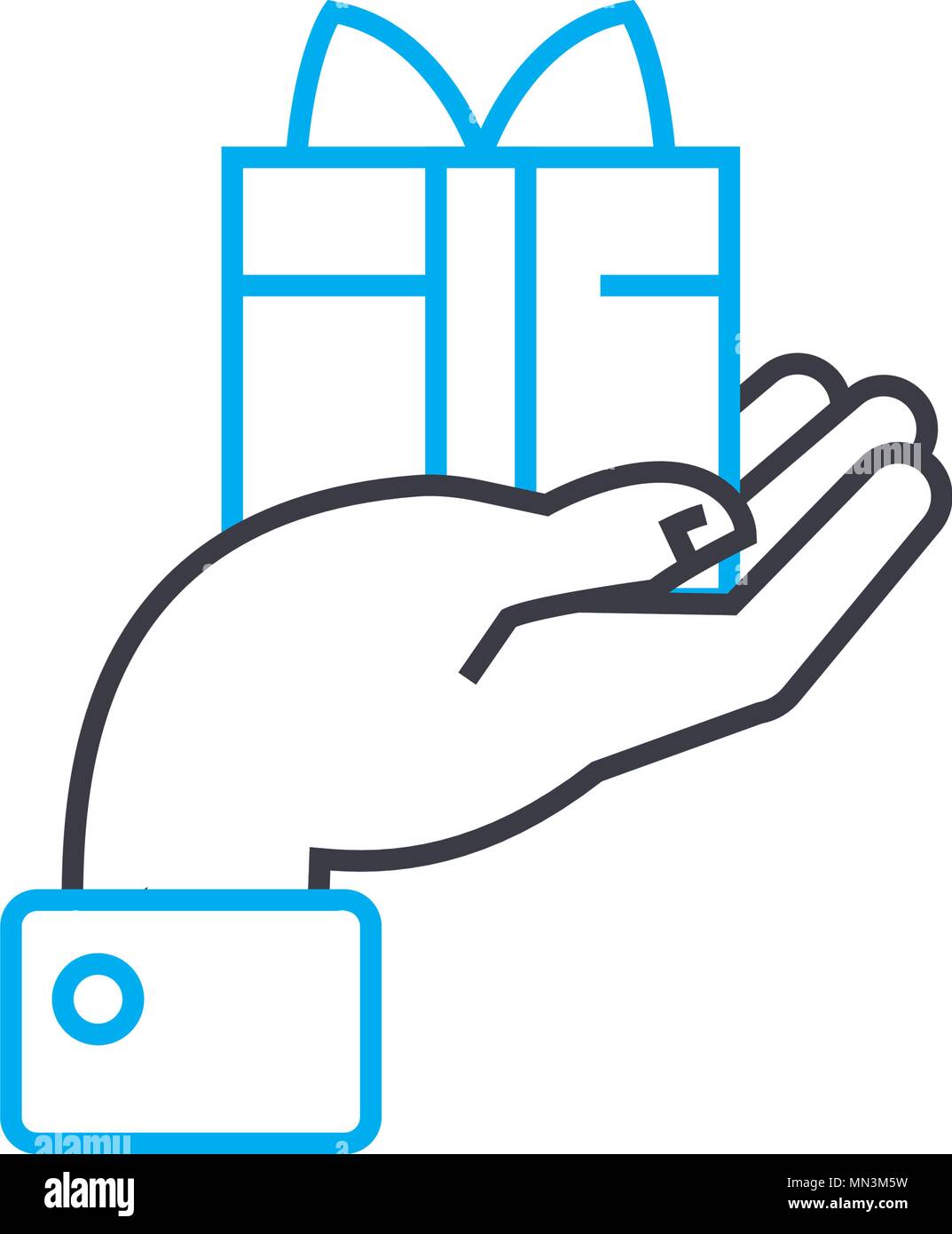 Presenting a gift vector thin line stroke icon. Presenting a gift ...