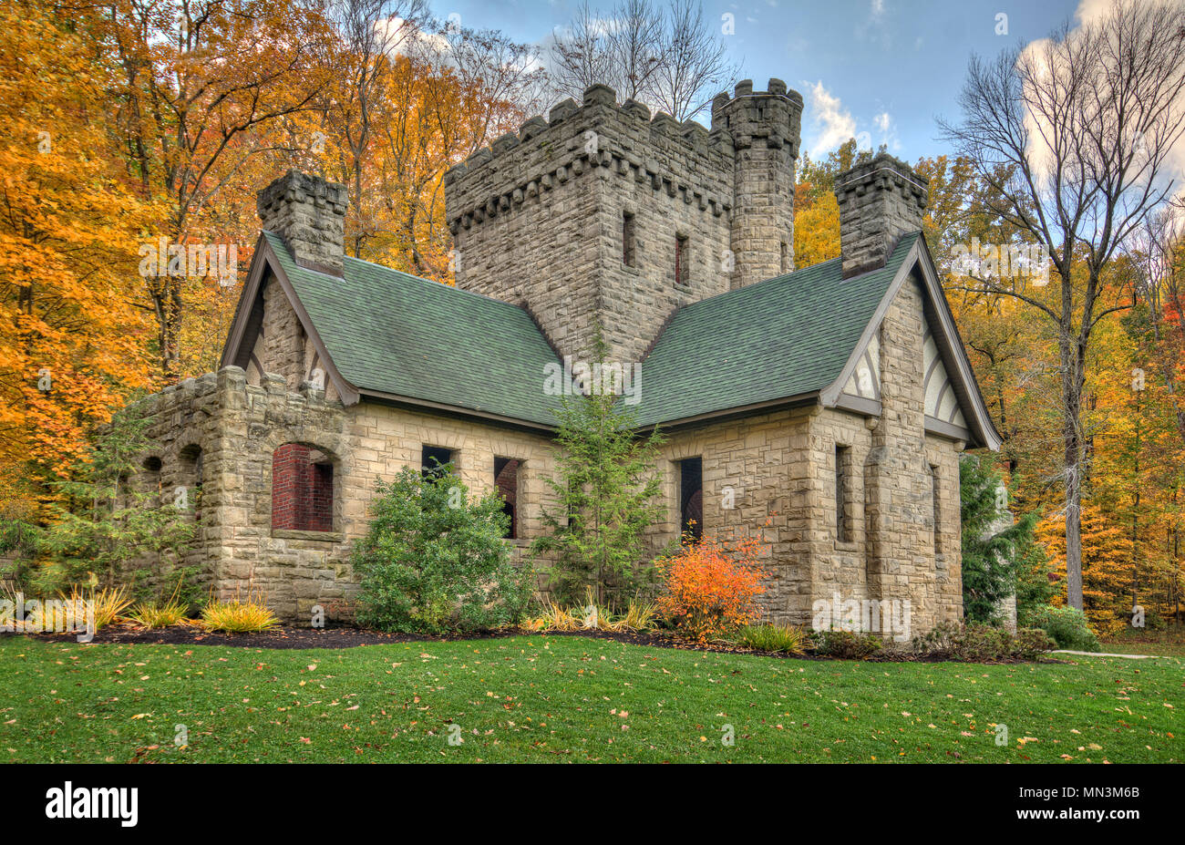 Squire's Castle is a shell of a building located in the North Chagrin Reservation of the ...