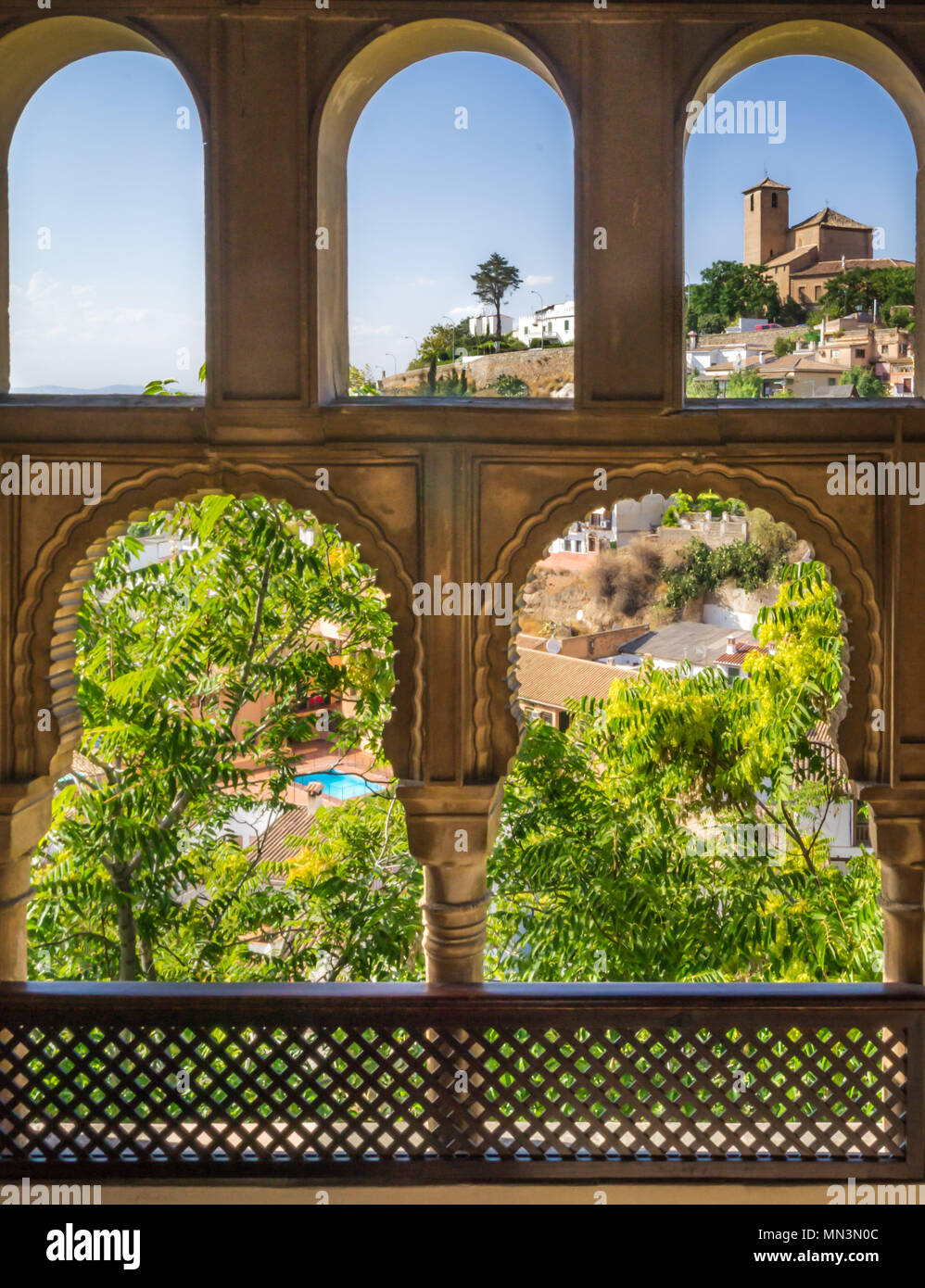 View from a muslim window in the Granada Alhambra Stock Photo - Alamy