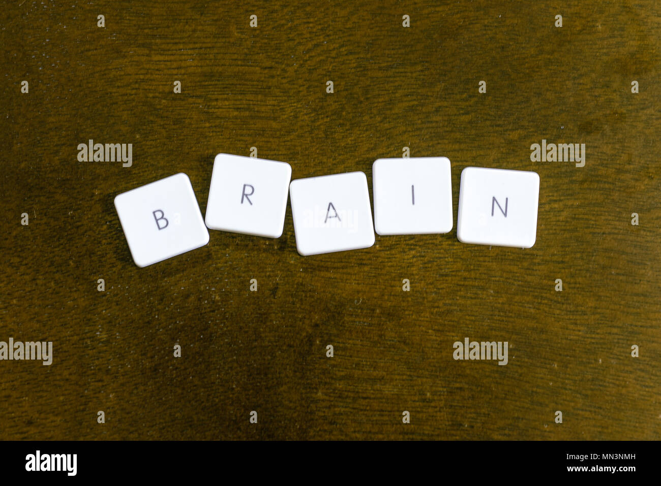 BRAIN word written on plastic keyboard alphabet with dark background ...