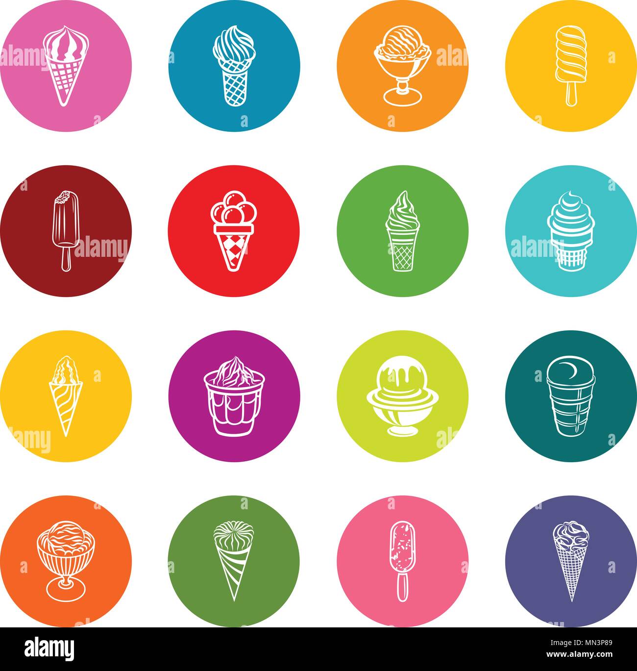 Ice cream icons set colorful circles vector Stock Vector Image & Art ...