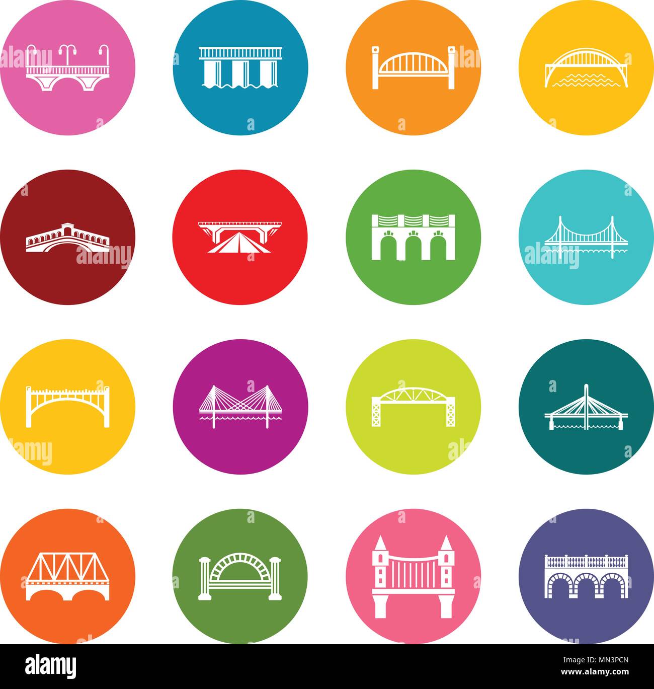 Bridge icons set colorful circles vector Stock Vector Image & Art - Alamy