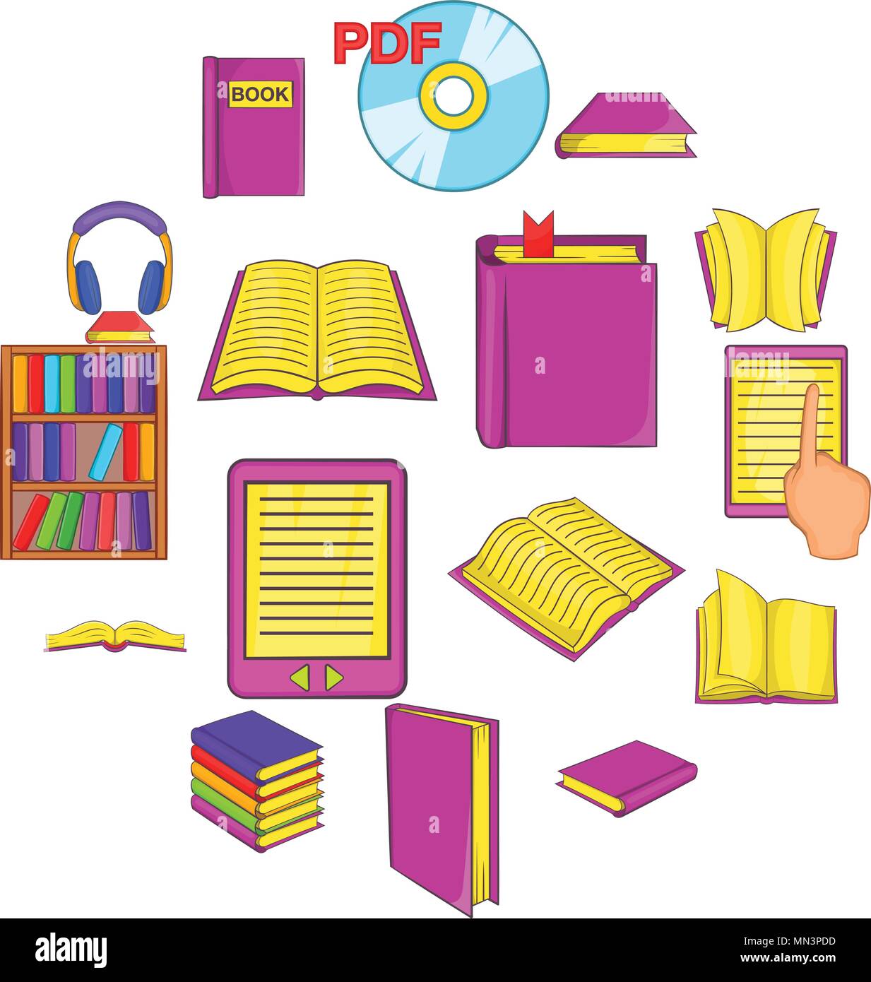 Library bookstore cartoon icons Stock Vector Images - Alamy