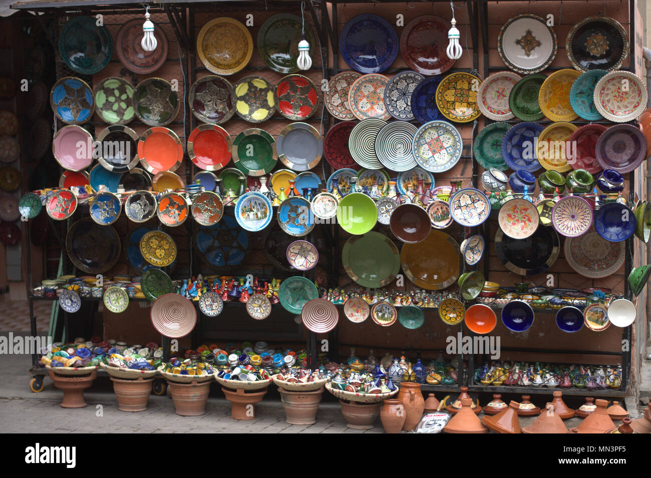 Porcelains, and pottery worked and colorful in the oriental markets ...