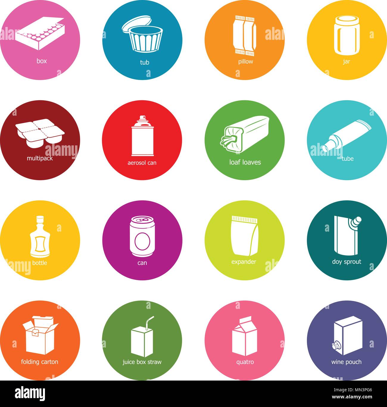 Package types icons set colorful circles vector Stock Vector Image ...