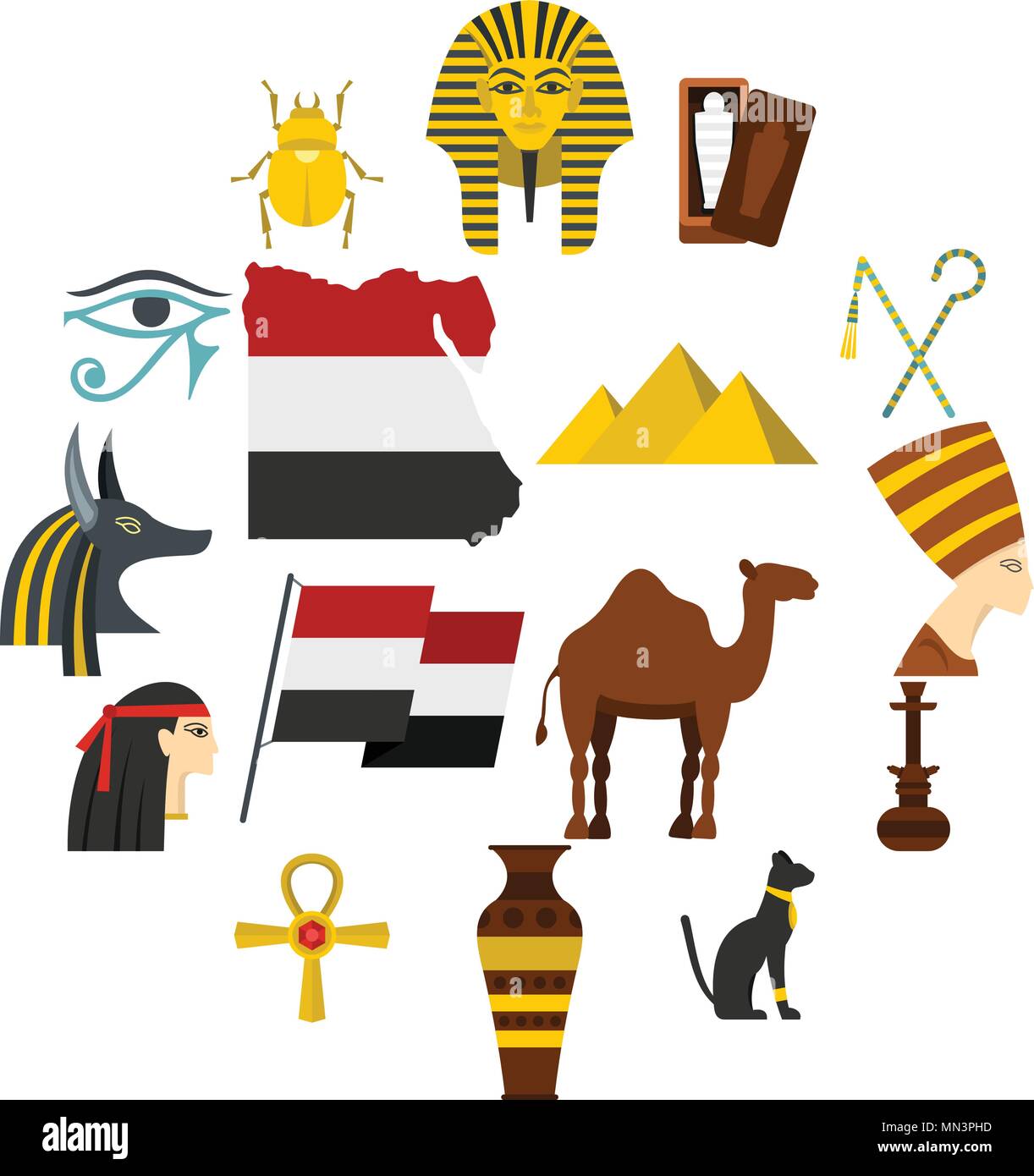 Egypt travel items icons set in flat style Stock Vector Image & Art - Alamy