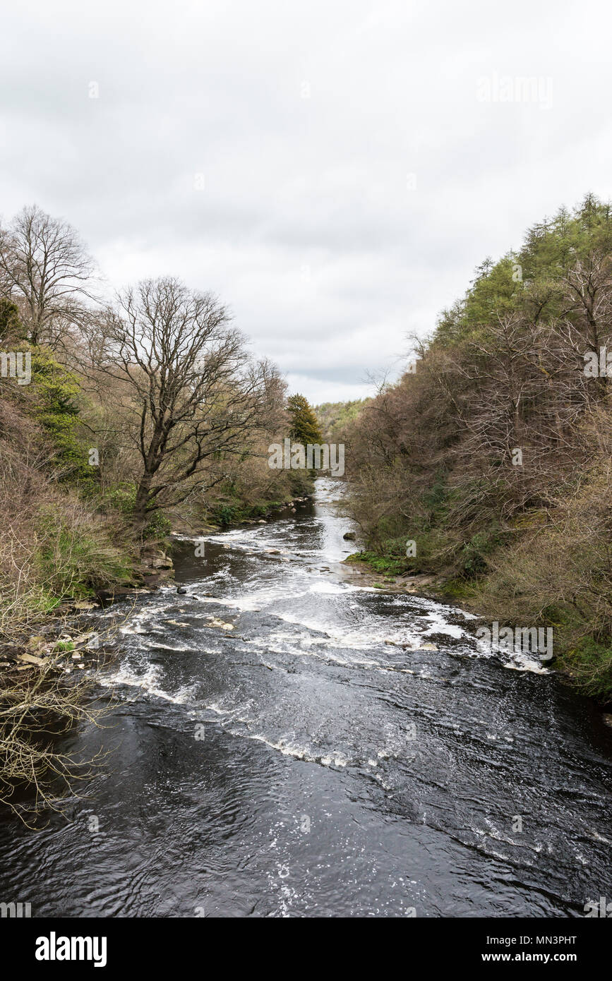 The river Almond in Almondell Counrty park seen from The Nasmyth Bridge ...