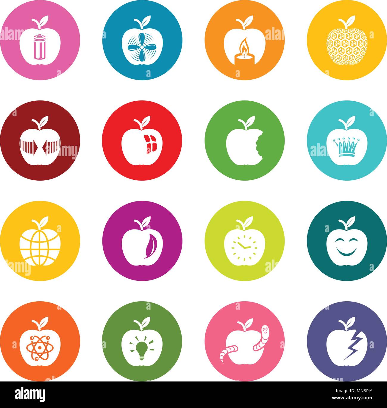 Apple logo icons set colorful circles vector Stock Vector Image & Art ...