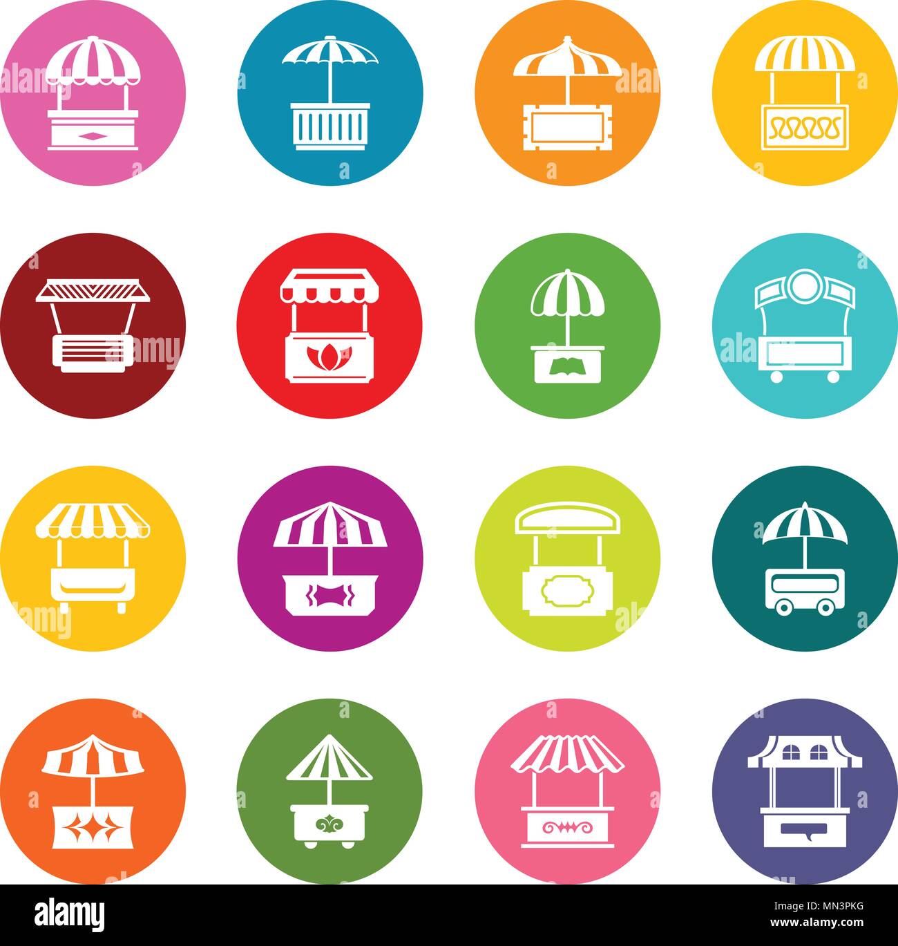 Street food kiosk icons set colorful circles vector Stock Vector Image ...