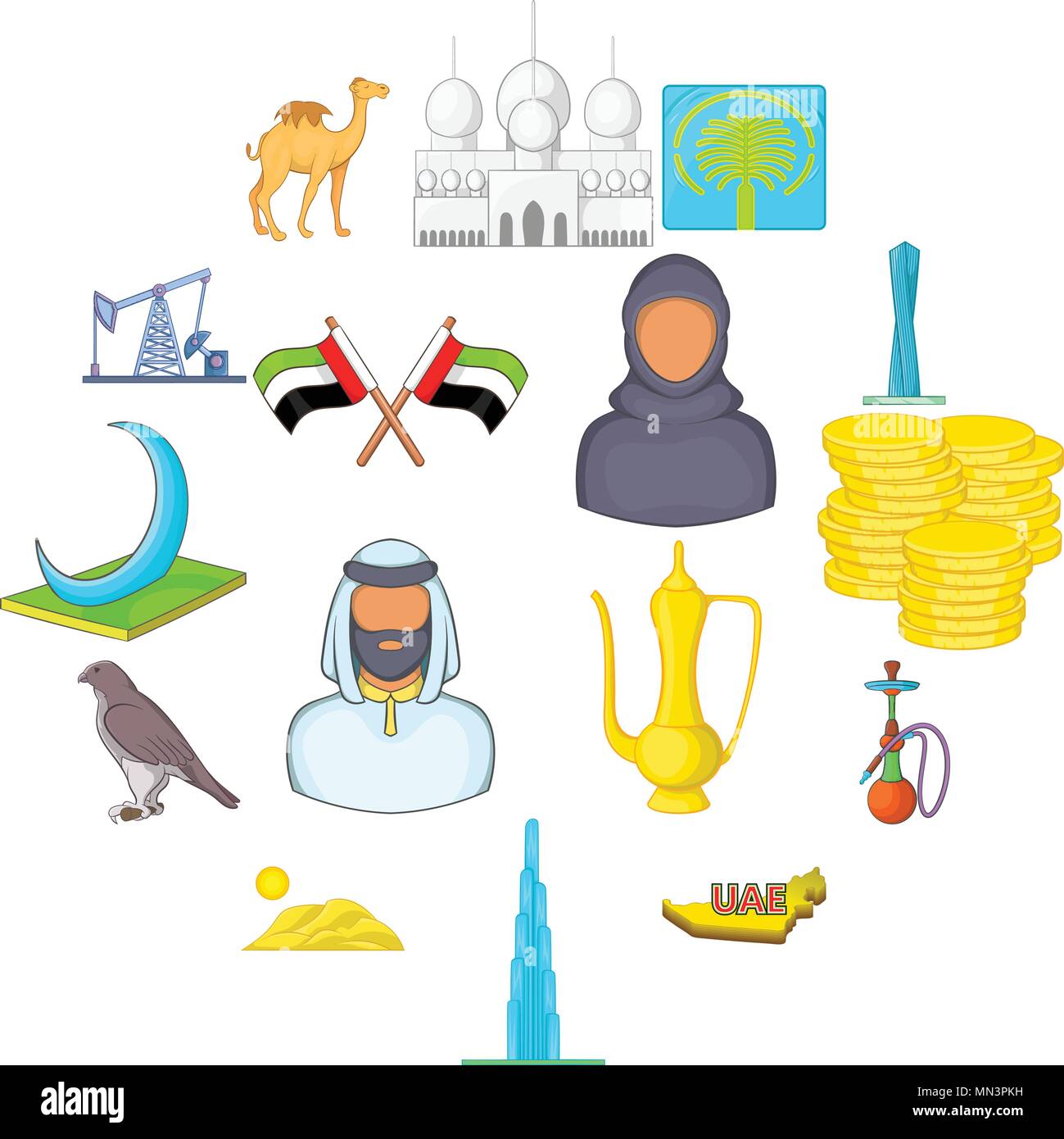 UAE icons set, cartoon style Stock Vector Image & Art - Alamy