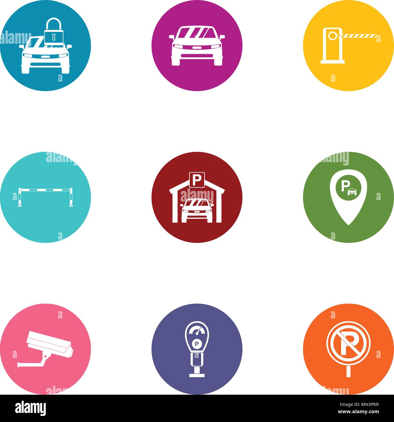 Parking building icons set, flat style Stock Vector Image & Art - Alamy
