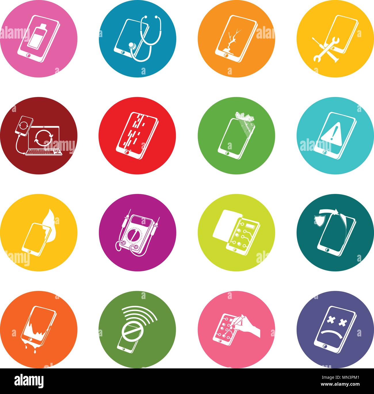 Repair phones fix icons set colorful circles vector Stock Vector Image ...