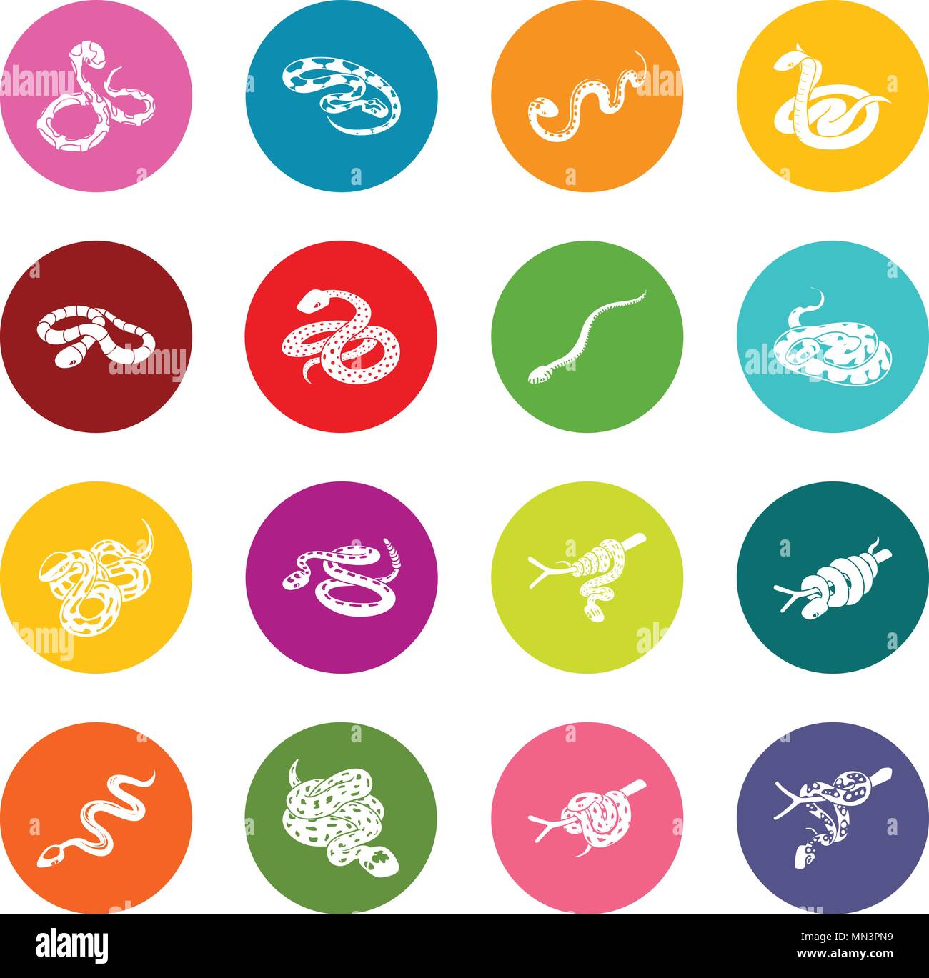 Snake icons set colorful circles vector Stock Vector Image & Art - Alamy