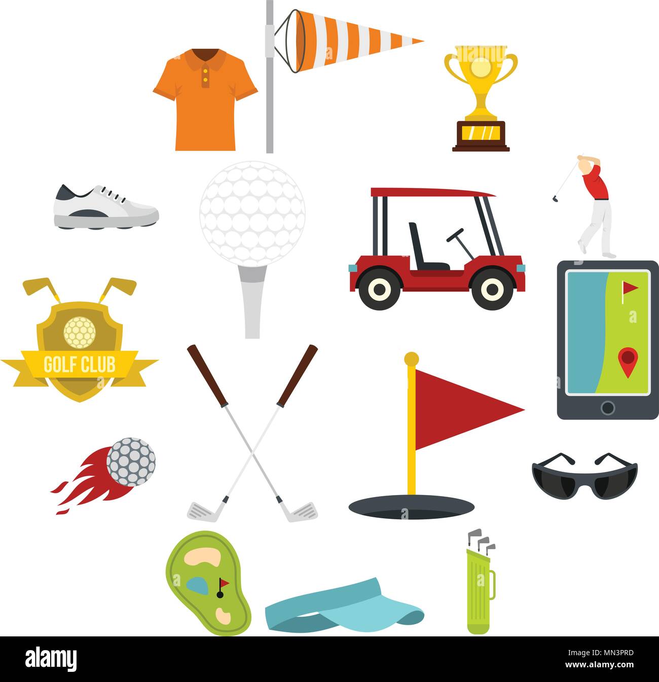 Golf items icons set in flat style Stock Vector Image & Art - Alamy
