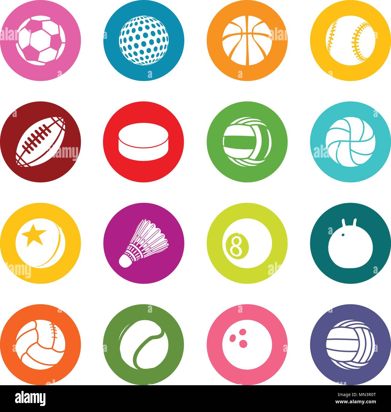 Sport balls icons set colorful circles vector Stock Vector Image & Art ...