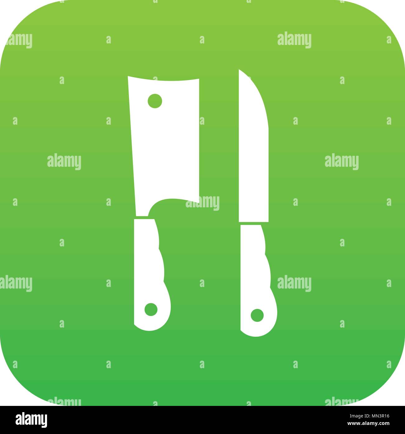 Kitchen knife and meat knife icon digital green Stock Vector Image ...