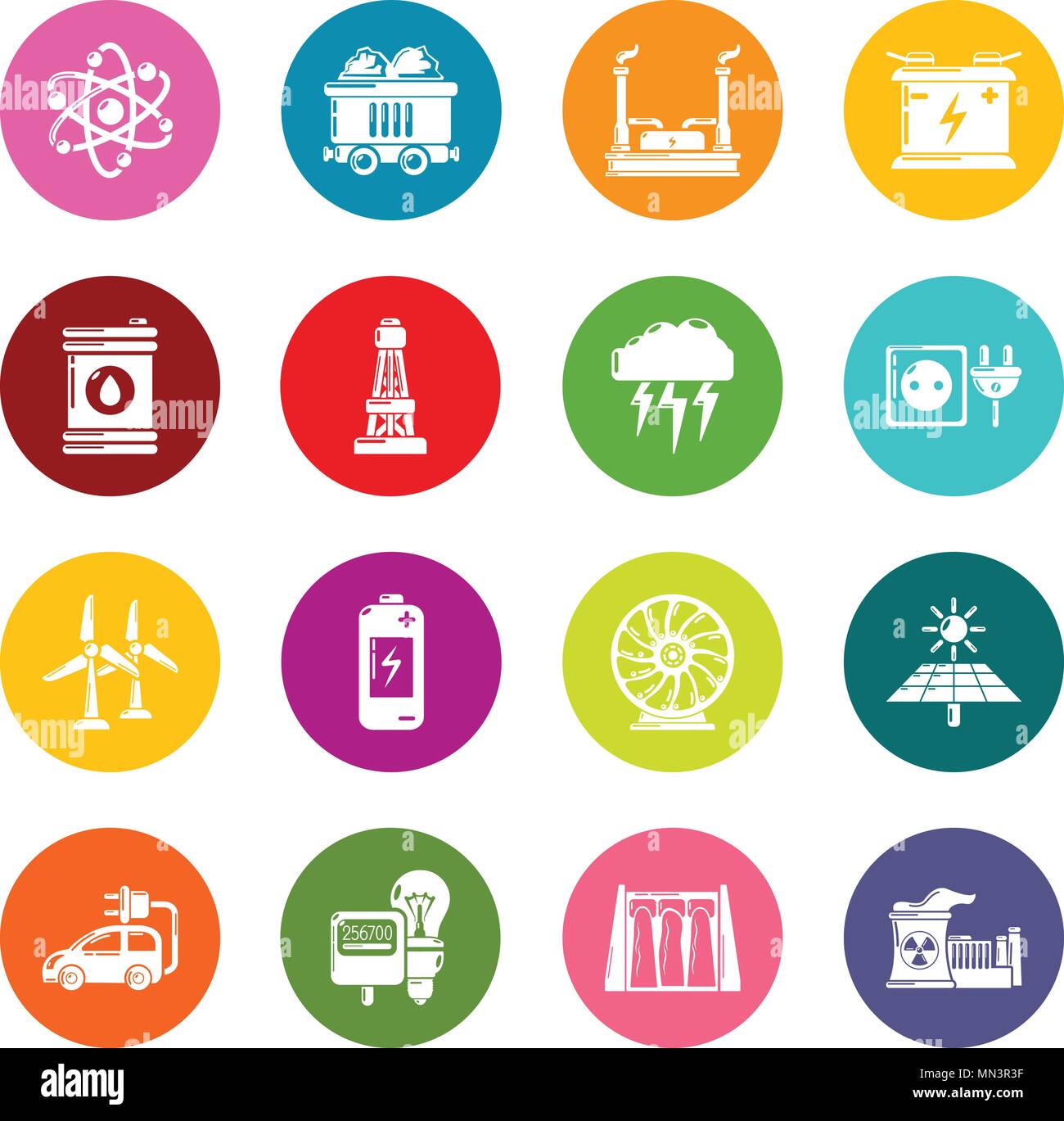 Energy sources icons set colorful circles vector Stock Vector Image ...