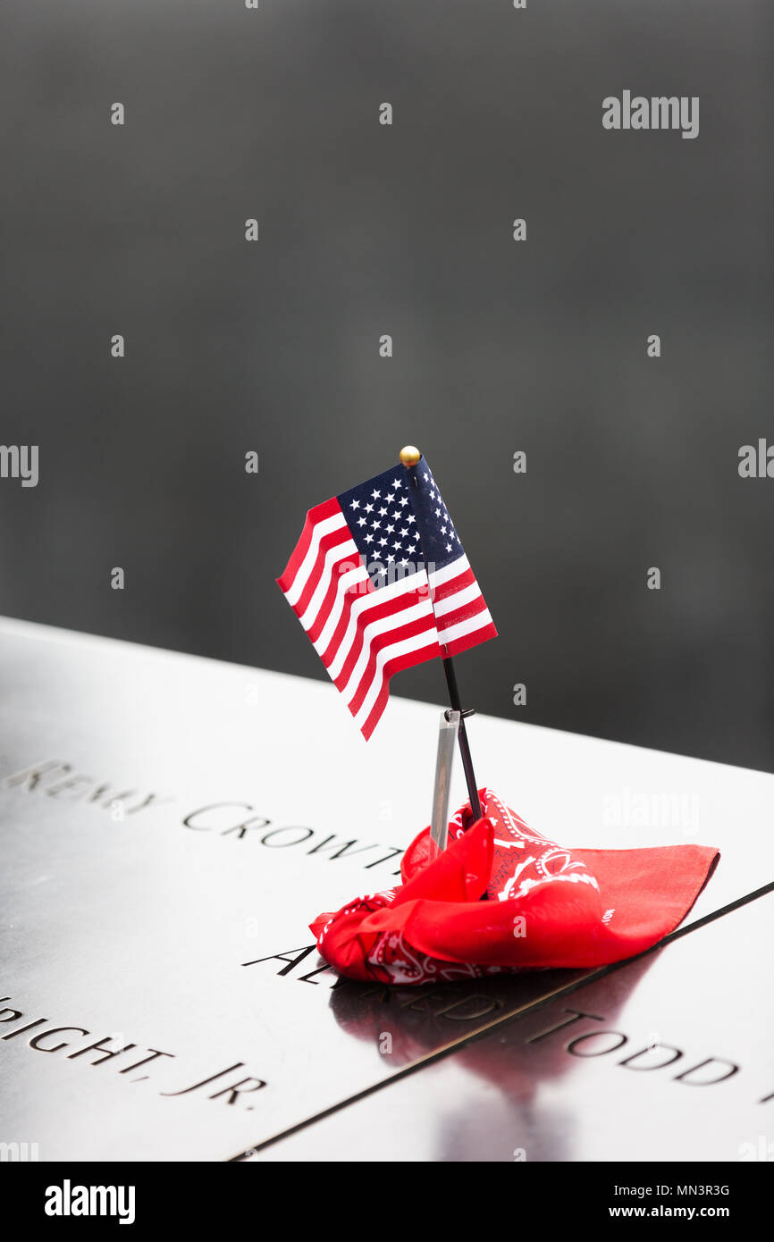 September 11 2001 memorial, names and the american flag; 9/11 Memorial ...