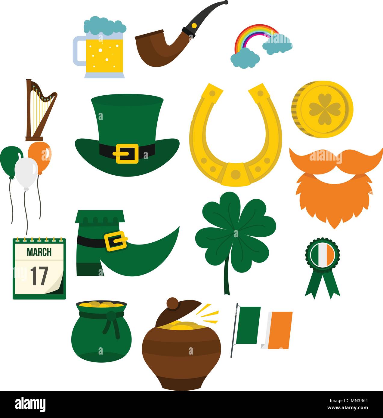 Saint Patrick icons set in flat style Stock Vector Image & Art - Alamy