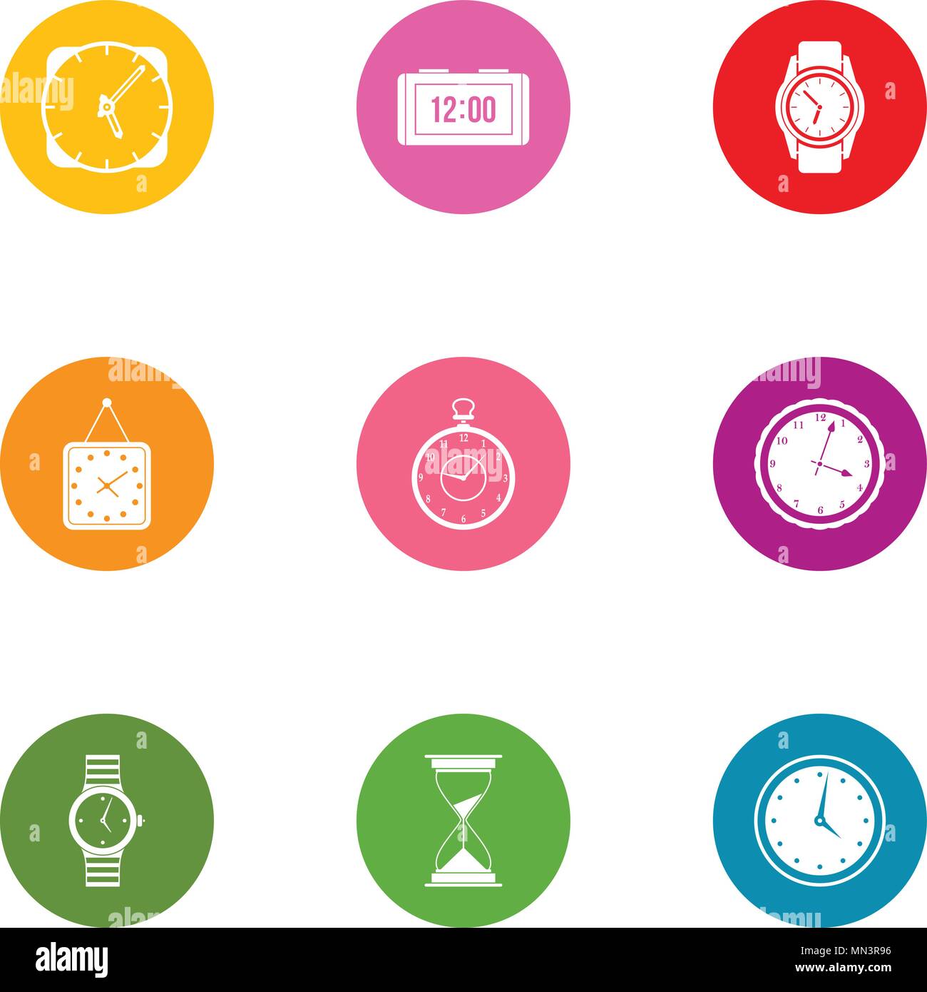 Timepiece icons set, flat style Stock Vector Image & Art - Alamy