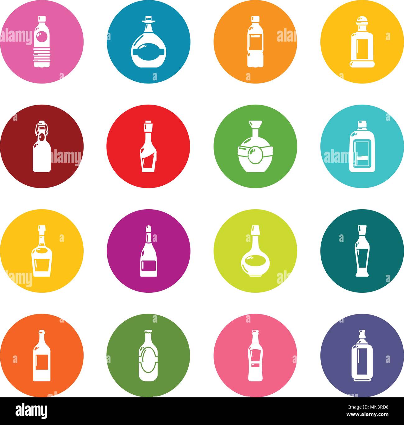 Bottles icons set colorful circles vector Stock Vector Image & Art - Alamy