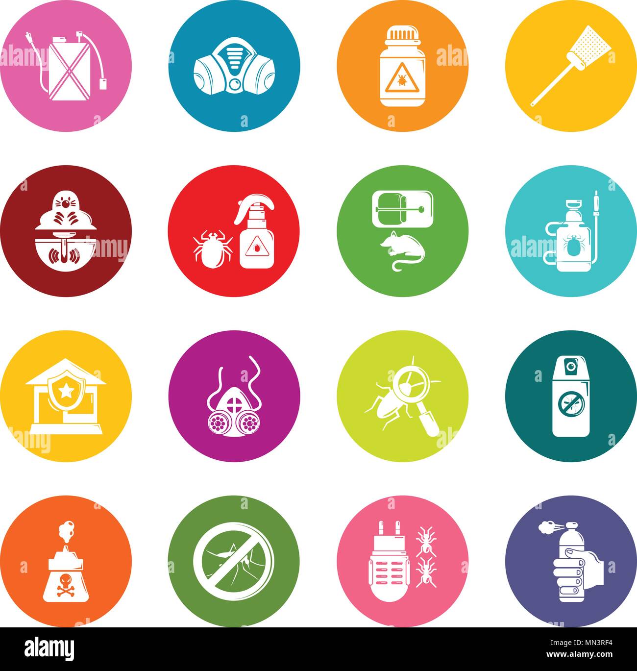 Pest control tools icons set colorful circles vector Stock Vector Image ...