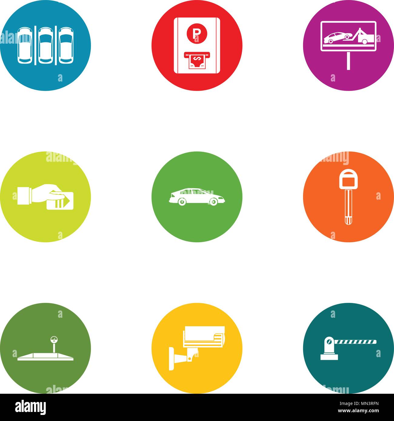 Parking lot icons set, flat style Stock Vector Image & Art - Alamy