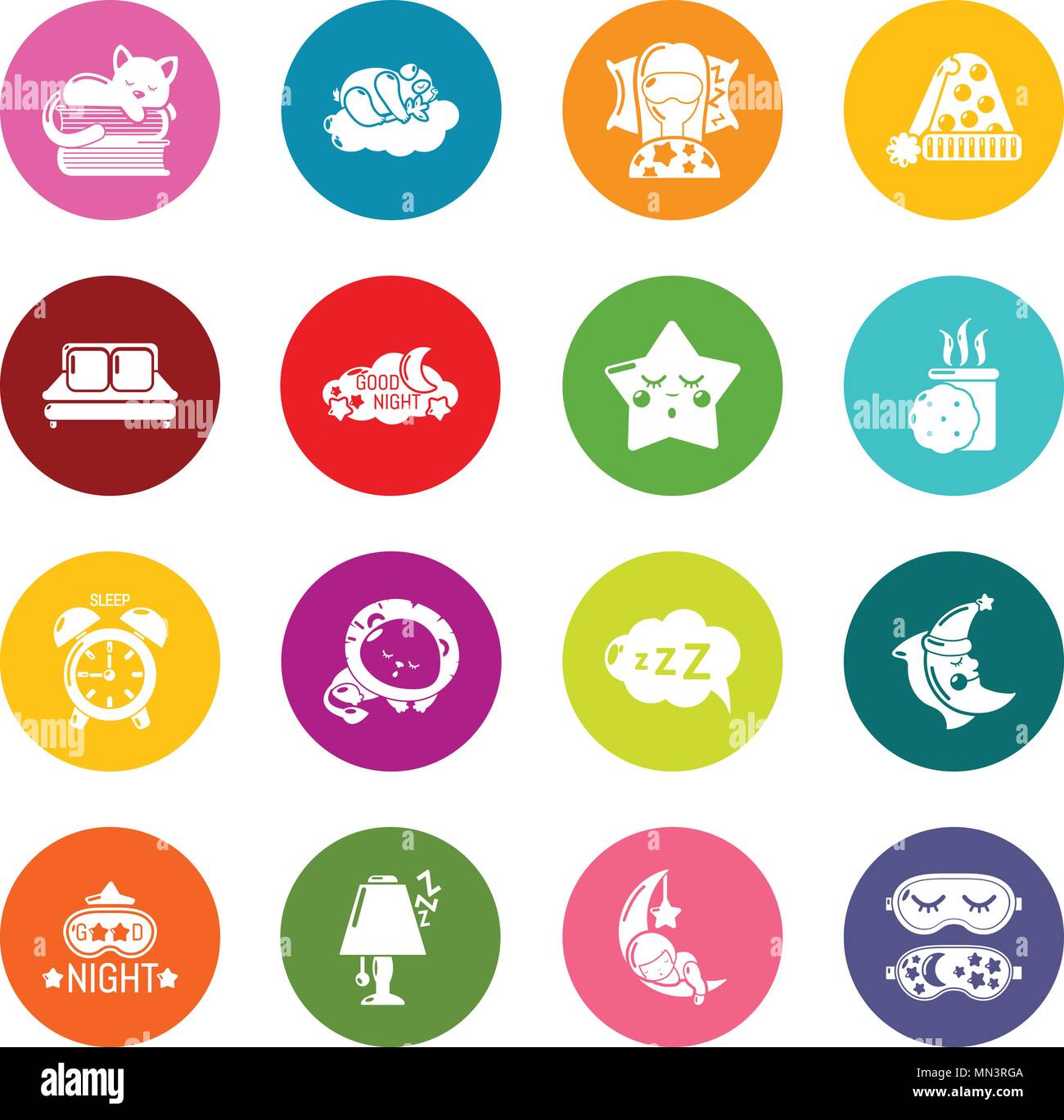 Sleeping icons set colorful circles vector Stock Vector Image & Art - Alamy