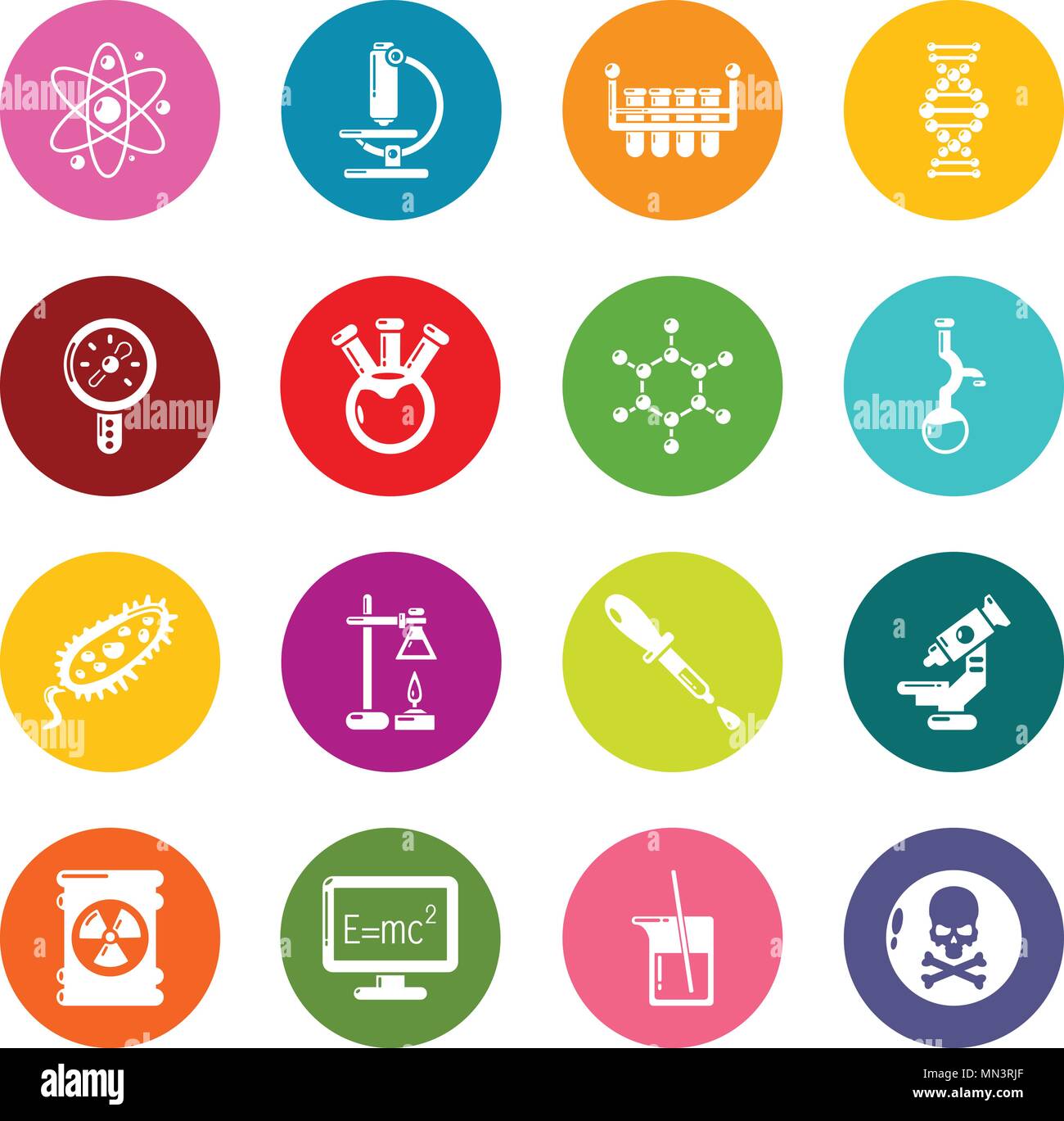 Chemistry laboratory icons set colorful circles vector Stock Vector ...