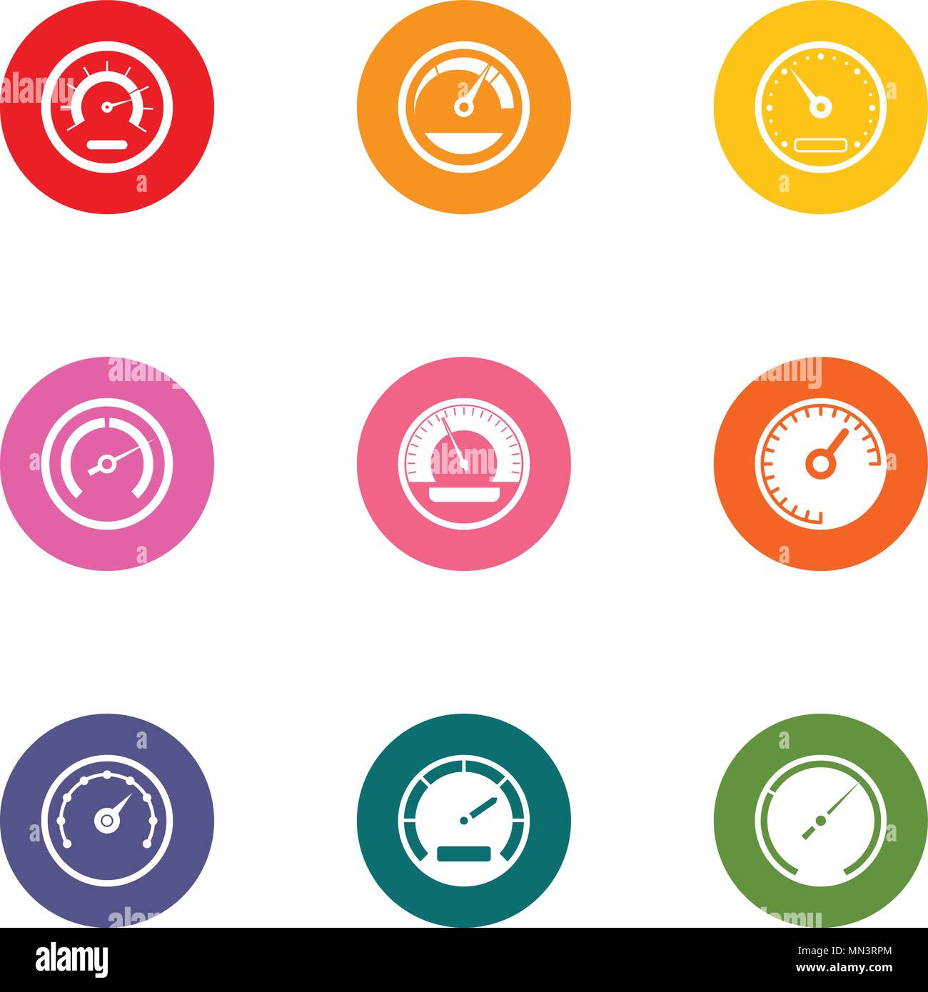 Speedometer icons set, flat style Stock Vector Image & Art - Alamy