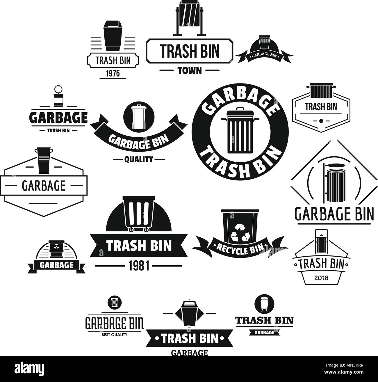 Trash bin logo icons set, simple style Stock Vector Image & Art - Alamy