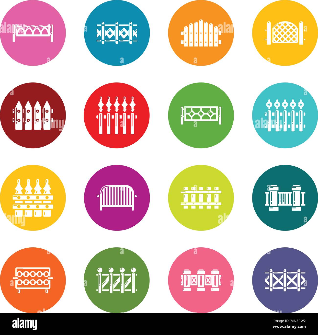 Different fencing icons set colorful circles vector Stock Vector Image ...