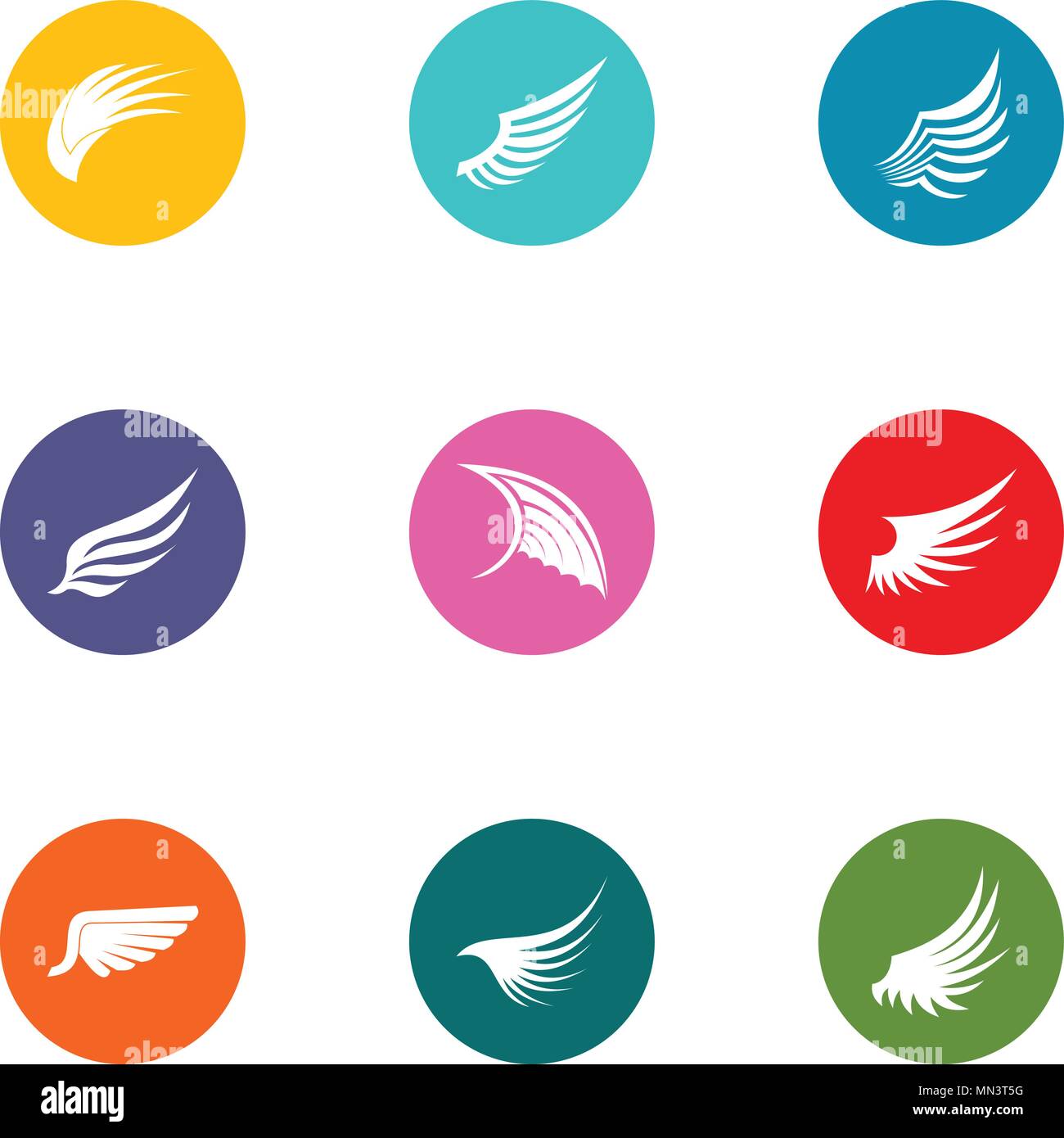 Wing icons set, flat style Stock Vector Image & Art - Alamy