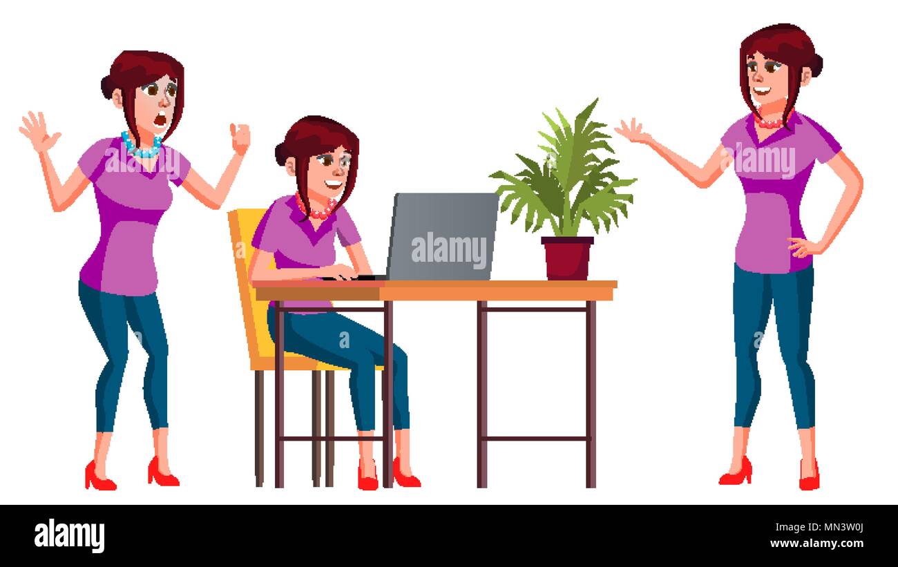 Office Worker Vector Woman Modern Employee Laborer Business Woman