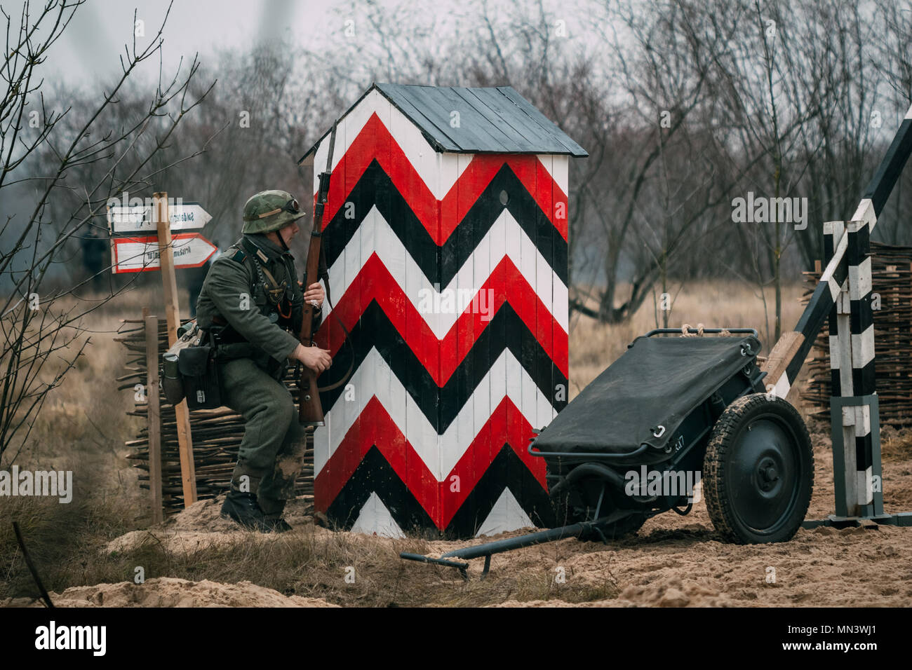 Gomel, Belarus - November 26, 2017: The Wehrmacht soldier behind the ...
