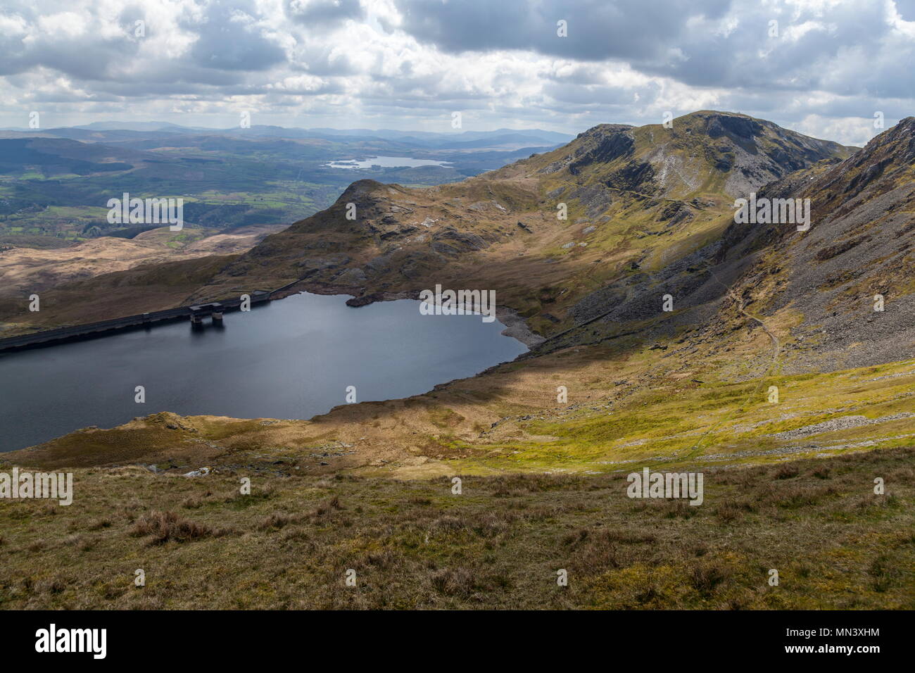 Llyn Stwlan the upper reservoir of the Ffestiniog Hydro electric pump ...