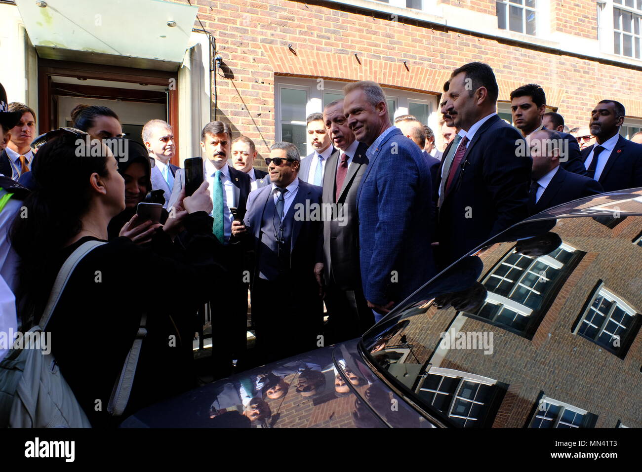 London, UK. 14th May, 2018. Erdogan arrives at Chatham House in London ...
