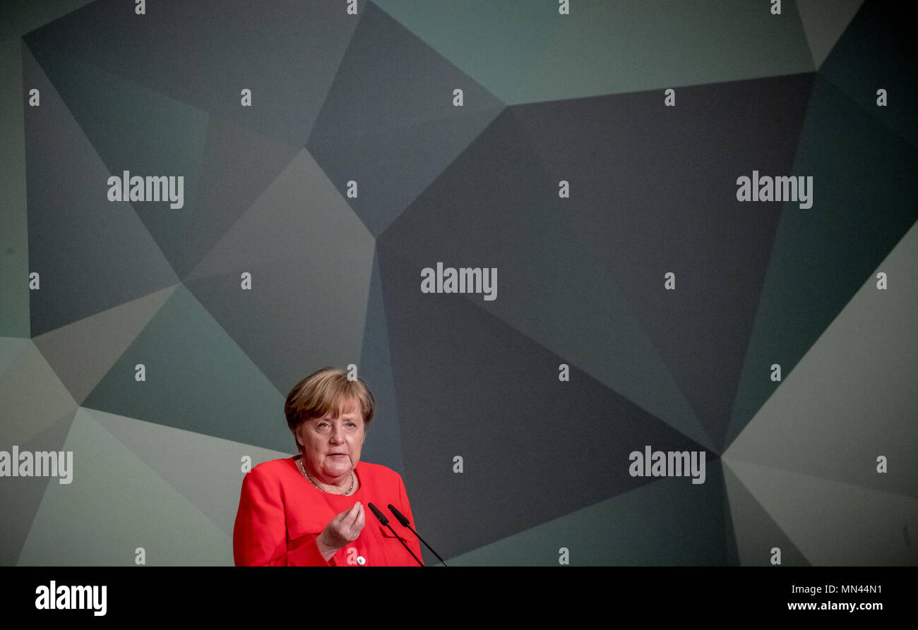 14 May 2018, Germany, Berlin: German Chancellor Angela Merkel delivers ...