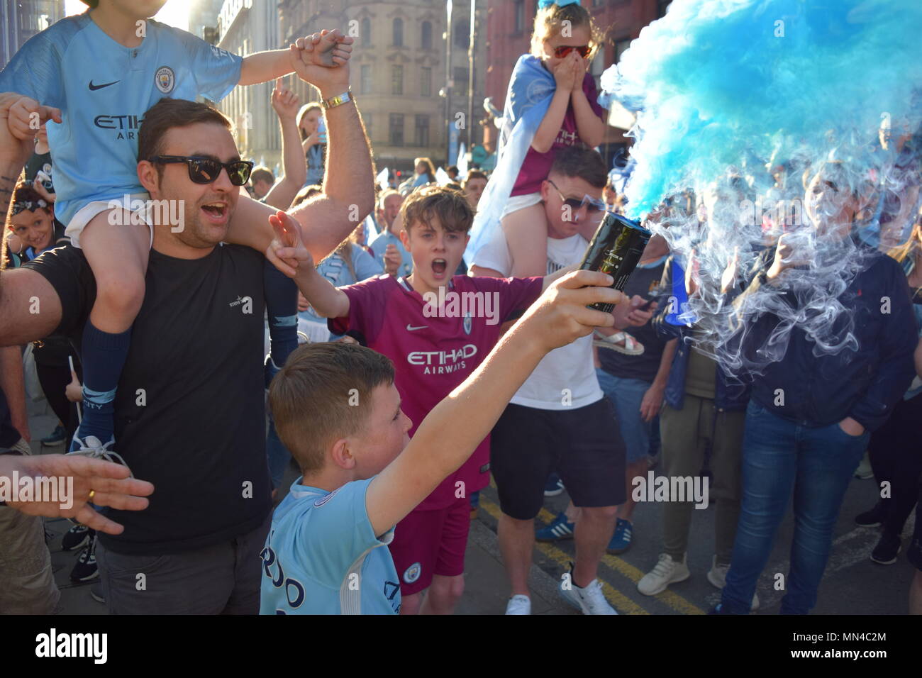 Manchester city bus parade hi-res stock photography and images - Alamy